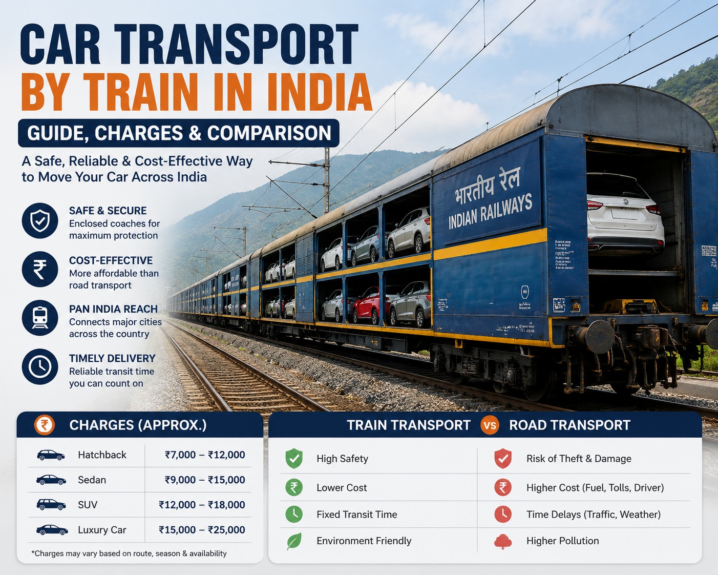 Car Transport by Train in India: 2026 Guide, Charges & Comparison